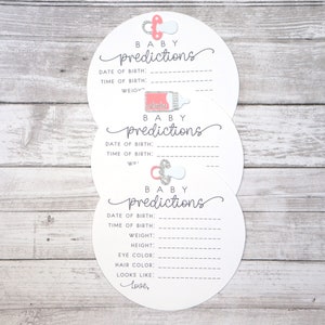 Baby Predictions Card for Baby Shower Game White Circle Baby Prediction ...