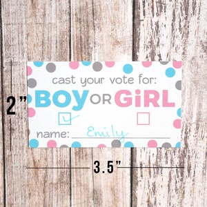 Gender Reveal Game - Girl or Boy Cast Your Vote Cards - Baby Shower ...