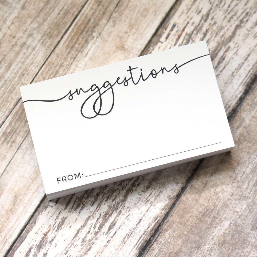 Suggestion Box Cards for Customer Feedback Suggestions or Comments for ...