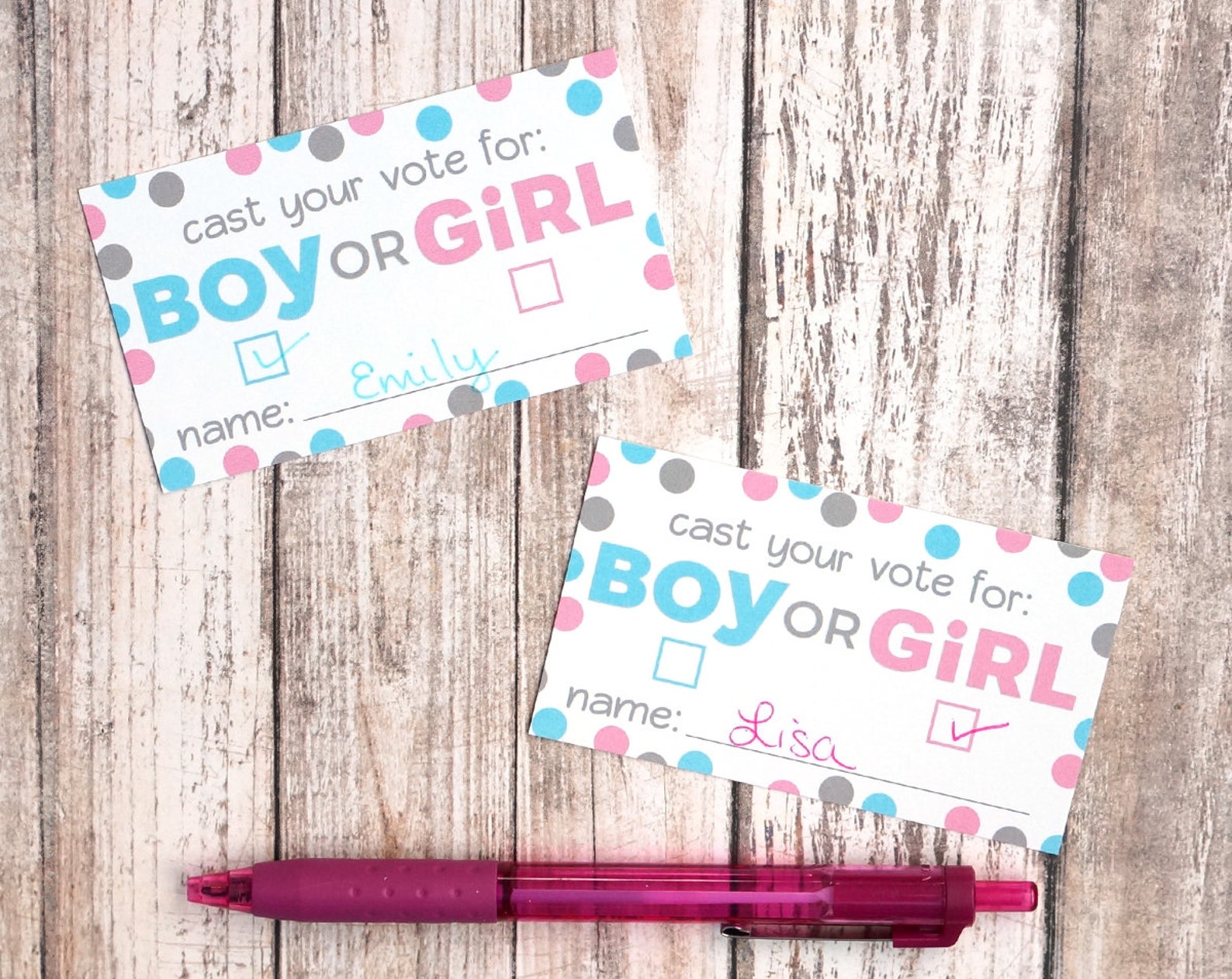 Gender Reveal Game Girl or Boy Cast Your Vote Cards Baby - Etsy