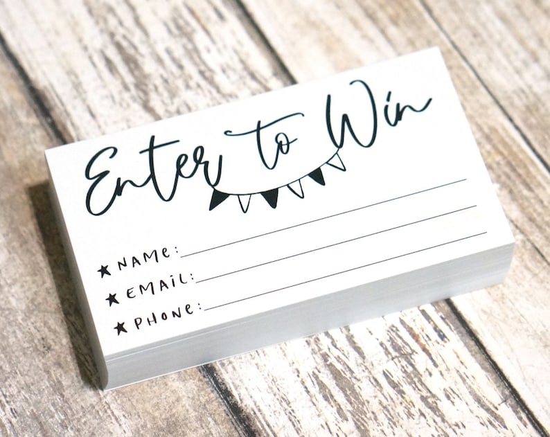 Enter to Win Cards - SMALL Business Card for Raffle, Prize Drawing ...