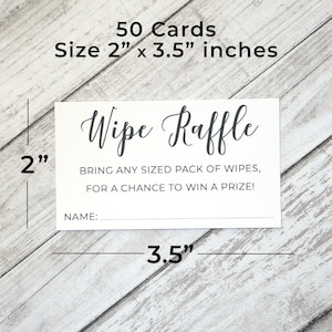 Wipe Raffle Ticket - Printed Card for Baby Shower Requesting Pack of ...