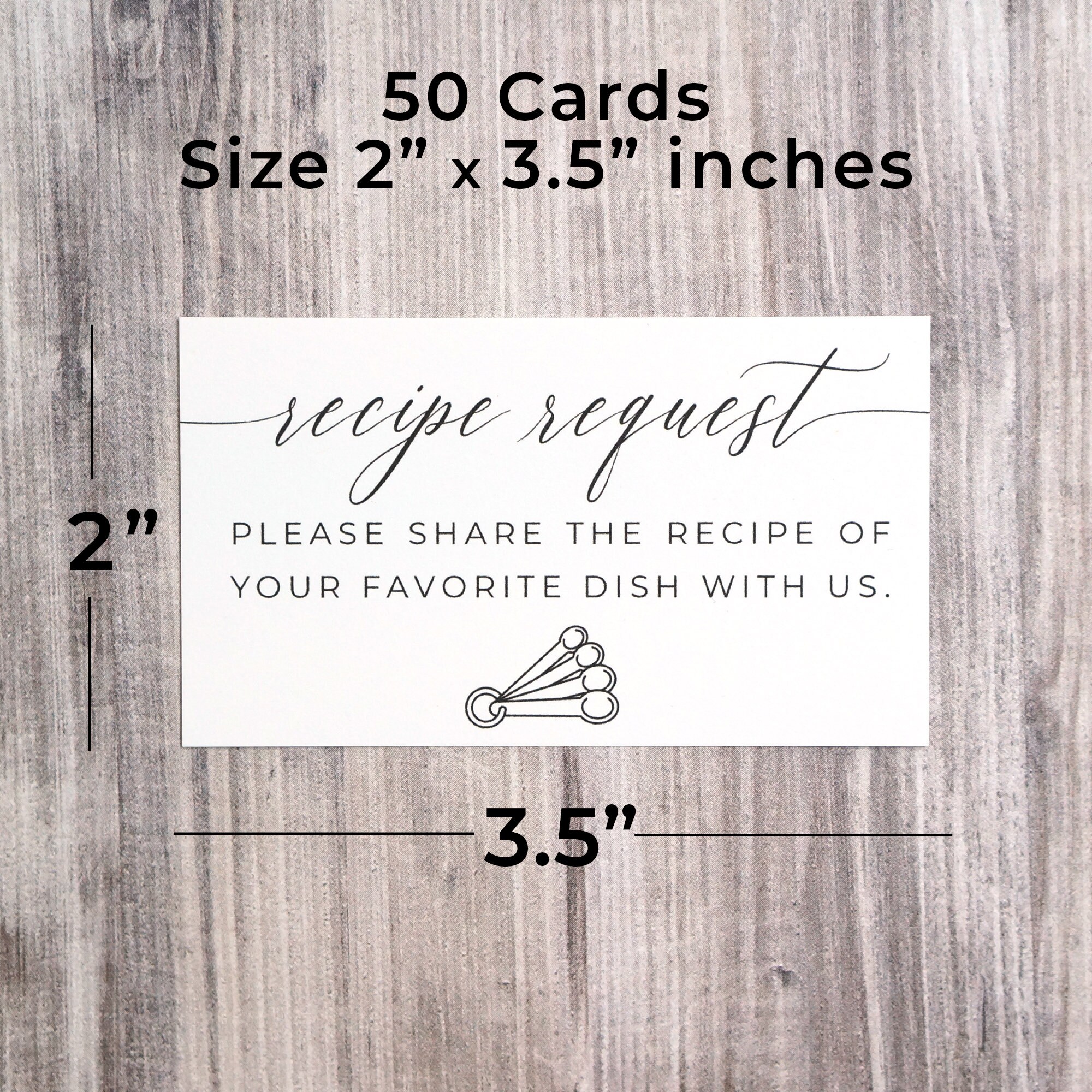 Recipe Request Card | Invitation Insert Card Asking to Share Your ...