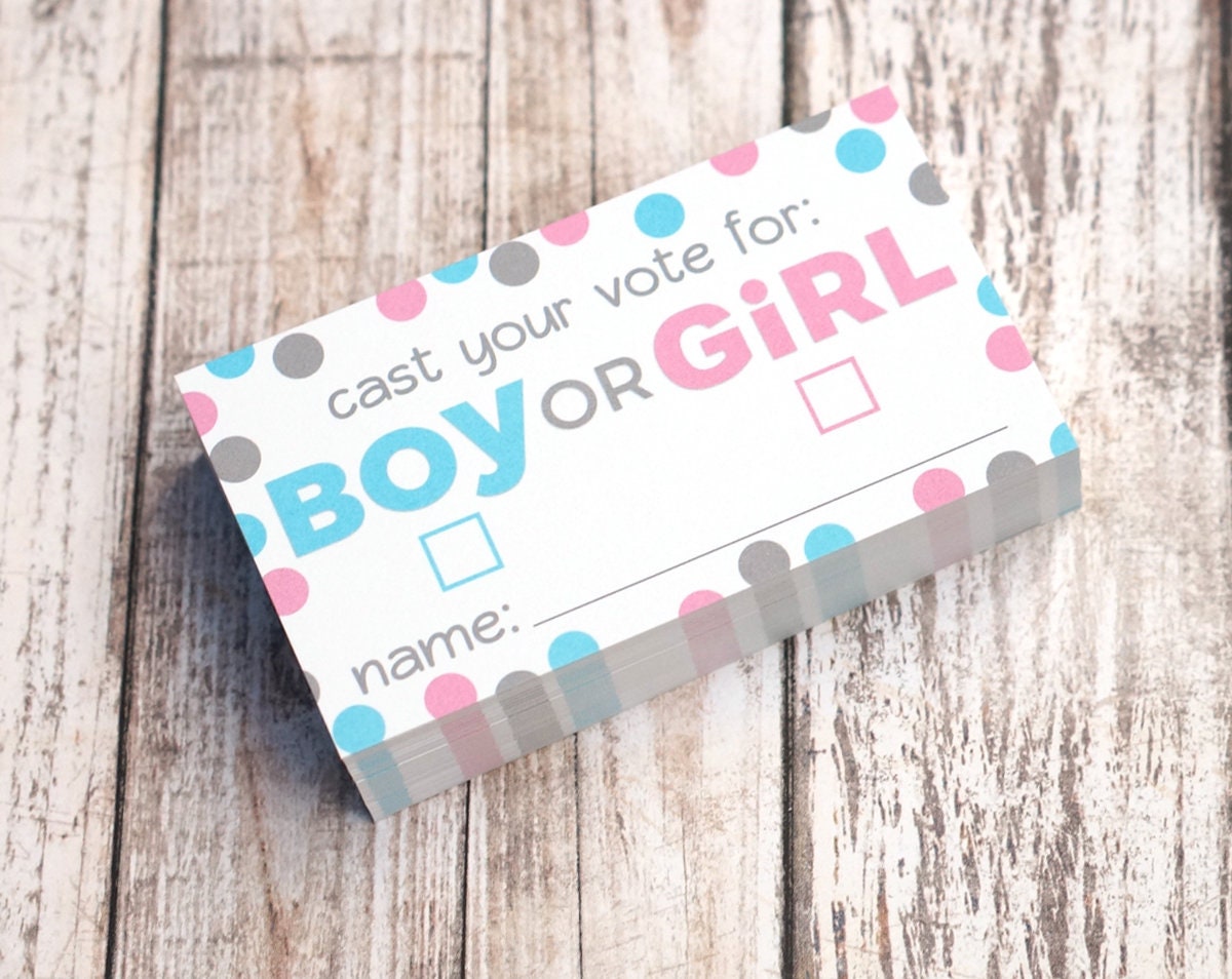 Gender Reveal Game Girl or Boy Cast Your Vote Cards Baby | Etsy