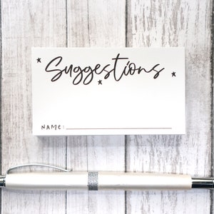 Suggestion Cards Comment Card for Customers to Write Feedback Business ...