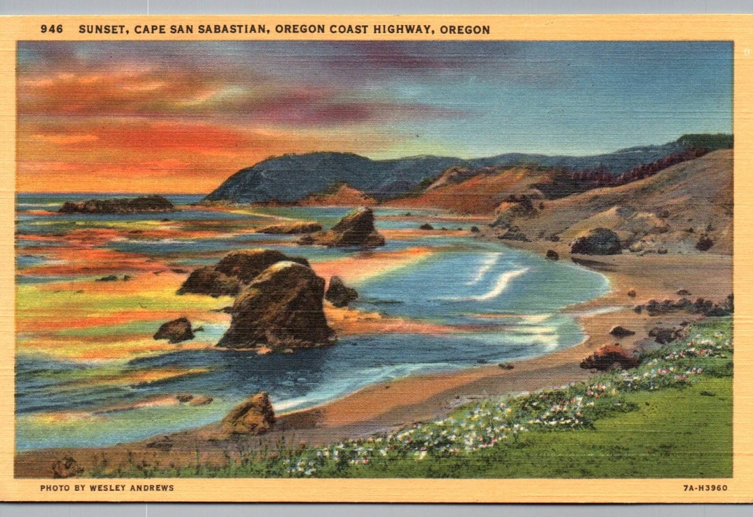 Cape San Sebastian at Sunset Oregon Coast Highway Vintage - Etsy