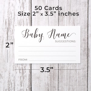 Baby Name Suggestions Card for Baby Shower Naming Ideas - Printed and ...