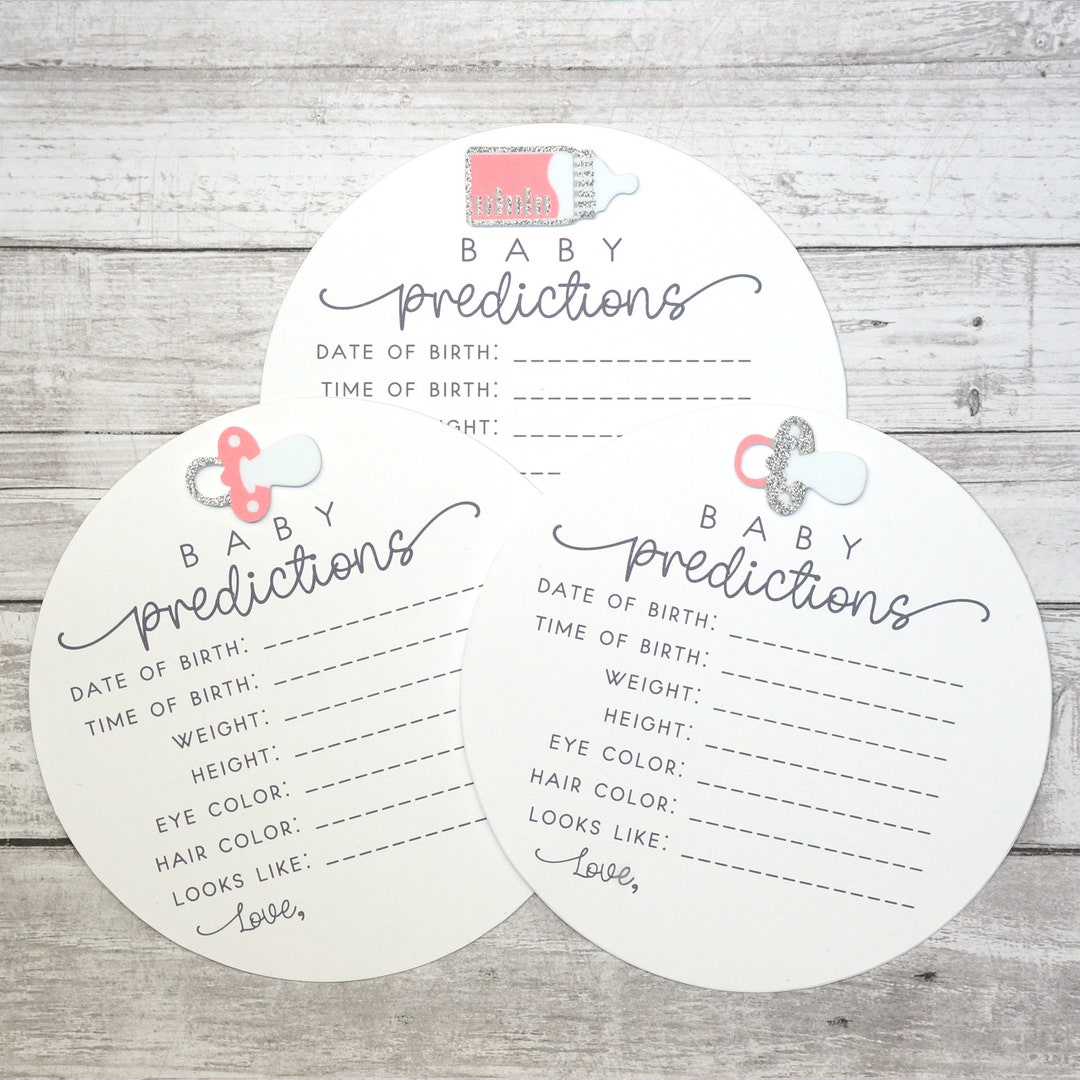 Baby Predictions Card for Baby Shower Game White Circle Baby Prediction ...