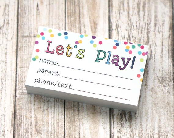 Playdate Card Lets Play School Contact Card for Children in | Etsy