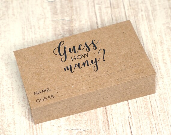 Kraft Brown Guess How Many Cards Guessing Game Card Printed | Etsy