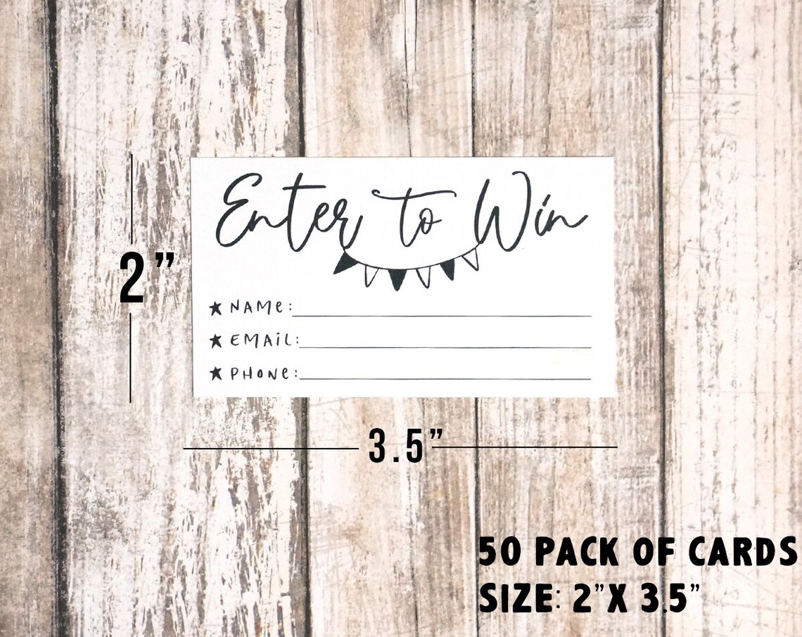 Enter to Win Cards SMALL Business Card for Raffle Prize - Etsy