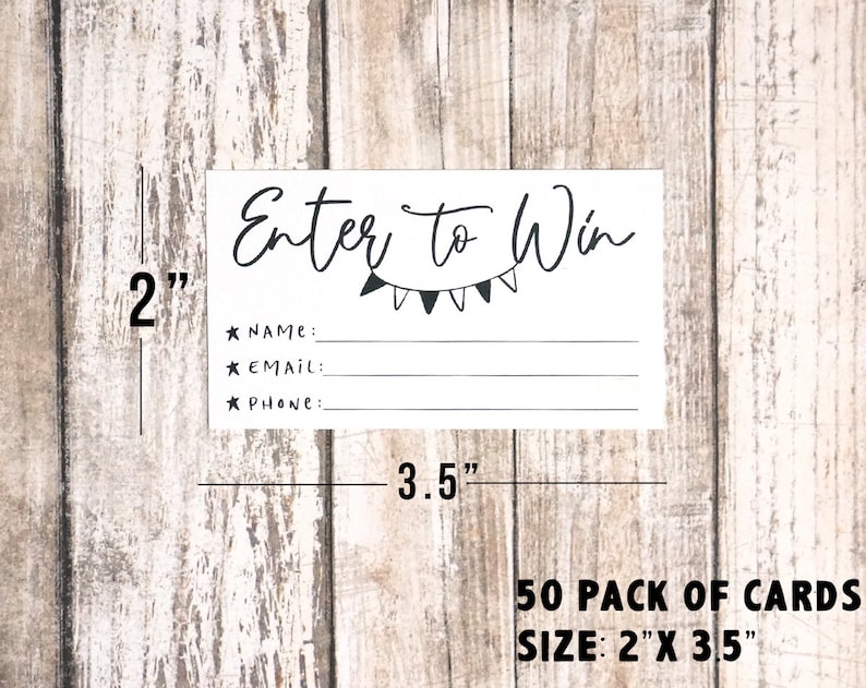 Enter to Win Cards SMALL Business Card for Raffle Prize - Etsy