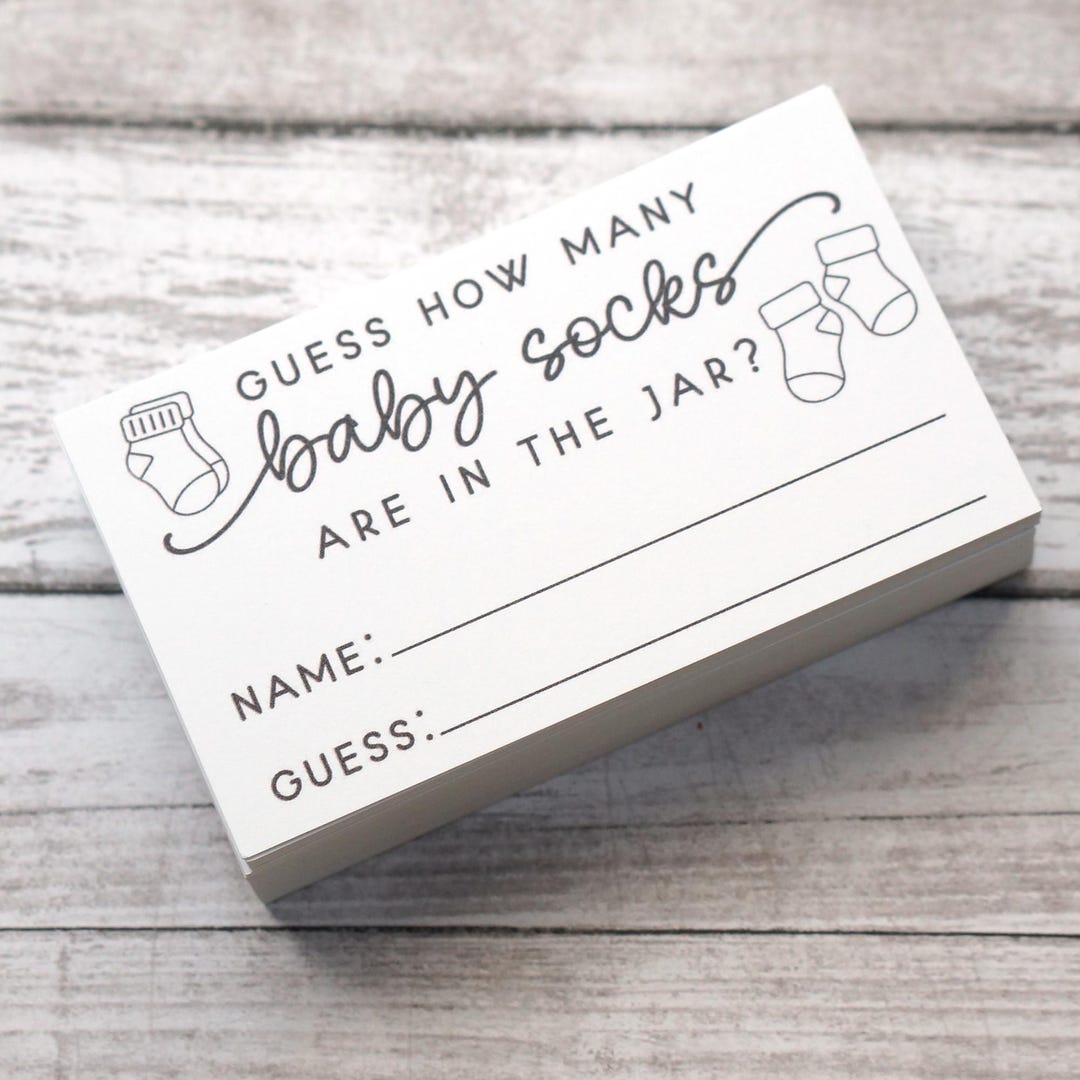 Guess How Many Socks Are in the Jar Cards | Baby Socks Shower Guessing ...