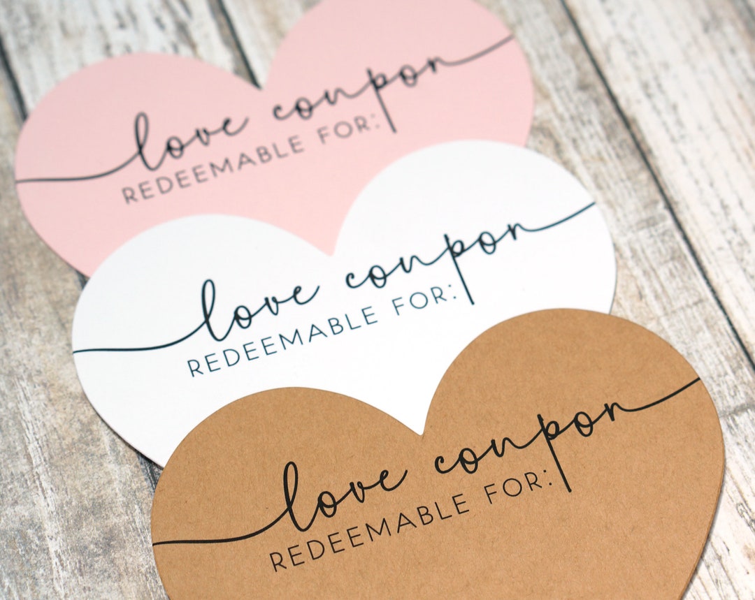 Couples Gift for Anniversary - Love Coupon Redeemable for Heart Shaped ...