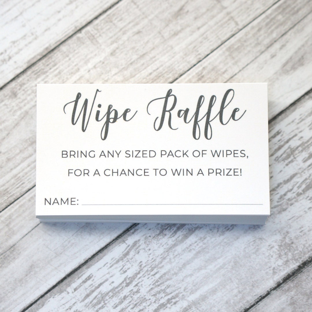 Wipe Raffle Ticket - Printed Card for Baby Shower Requesting Pack of ...