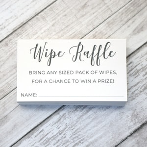 Wipe Raffle Ticket - Printed Card for Baby Shower Requesting Pack of ...