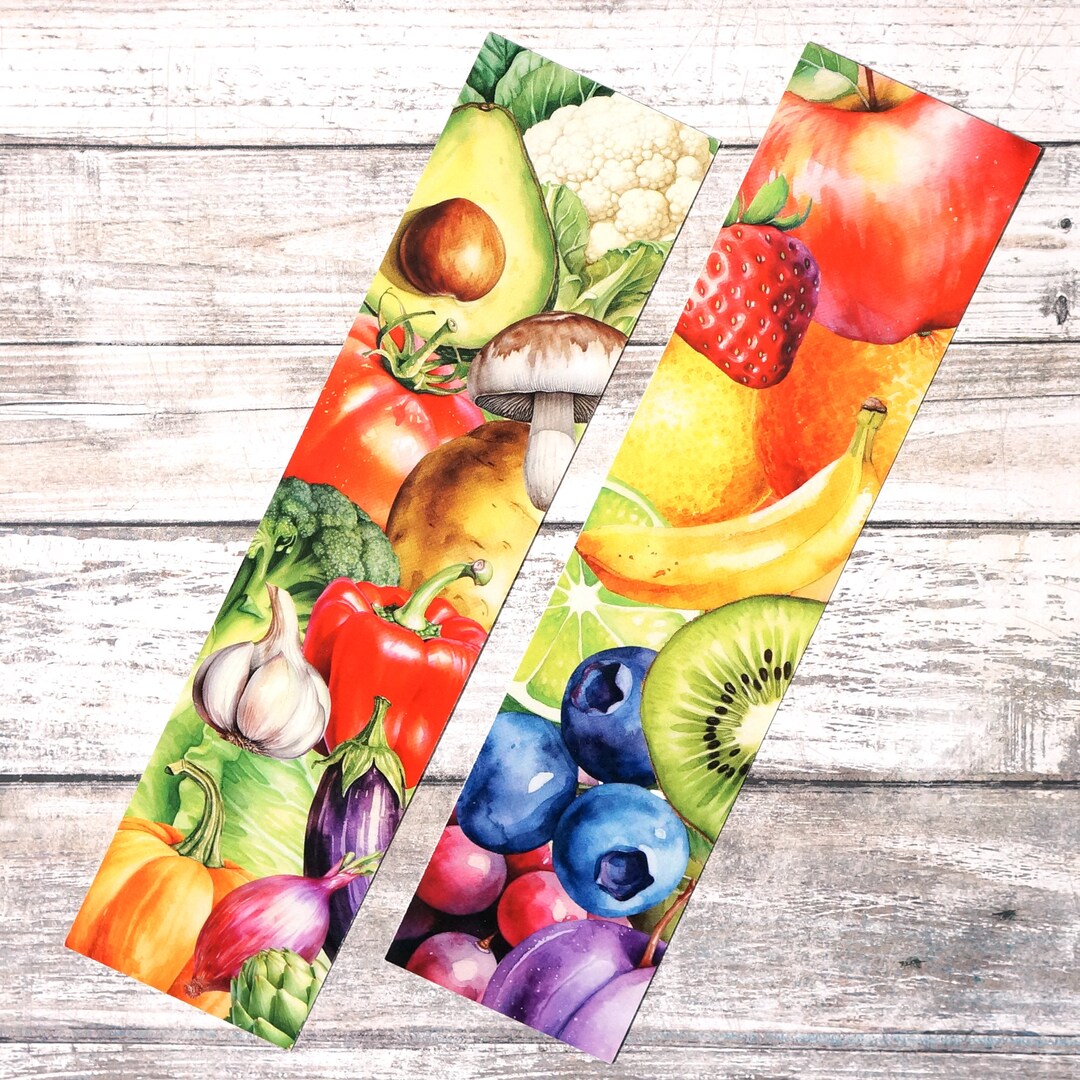 Fruit and Vegetables Bookmark Colorful Fruits and Veggies Bookmark for ...
