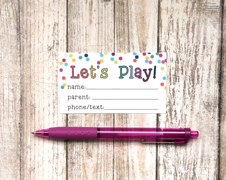Playdate Card Lets Play School Contact Card for Children in | Etsy