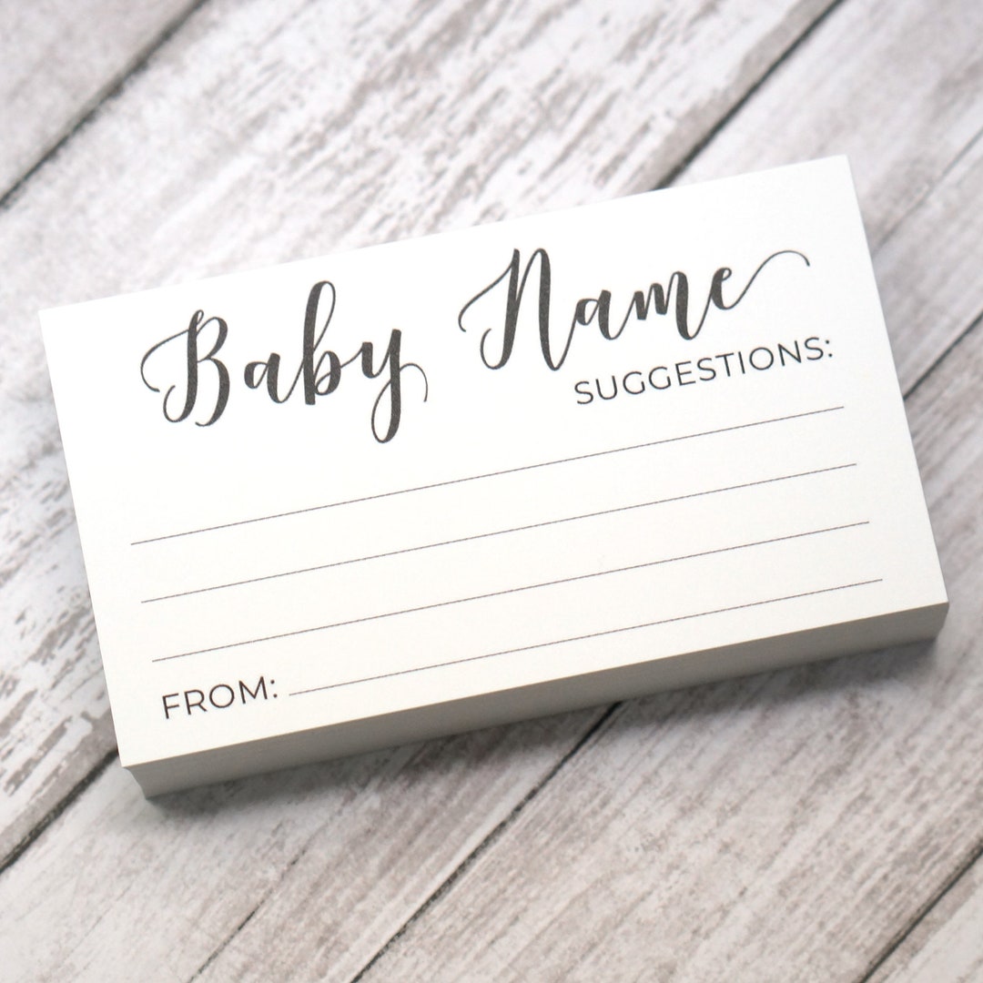 Baby Name Suggestions Card for Baby Shower Naming Ideas - Printed and ...