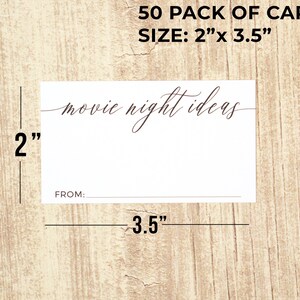 Movie Night Ideas - Cards for Film TV Cinema - Dating Activities ...