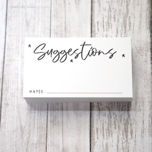 Suggestion Cards Comment Card for Customers to Write Feedback Business ...