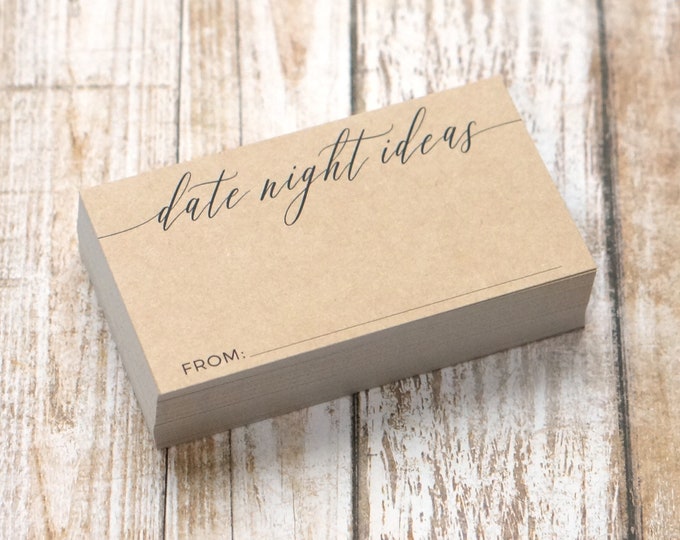 Rustic Date Night Cards - SMALL Card - Printed Light Brown Kraft - Pack ...