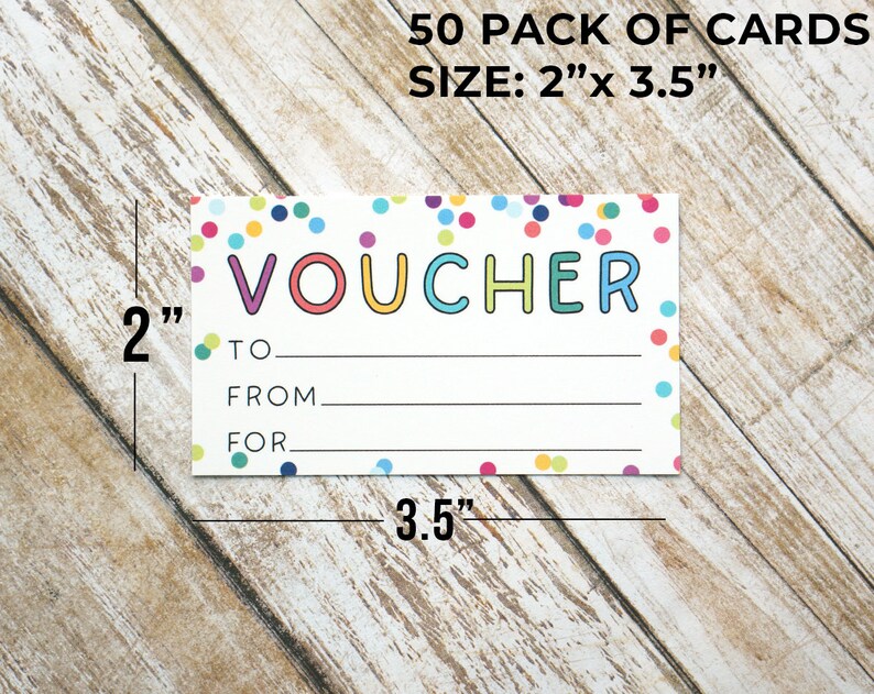 Voucher Card Blank Vouchers to Fill Out for Voucher Ticket - Etsy