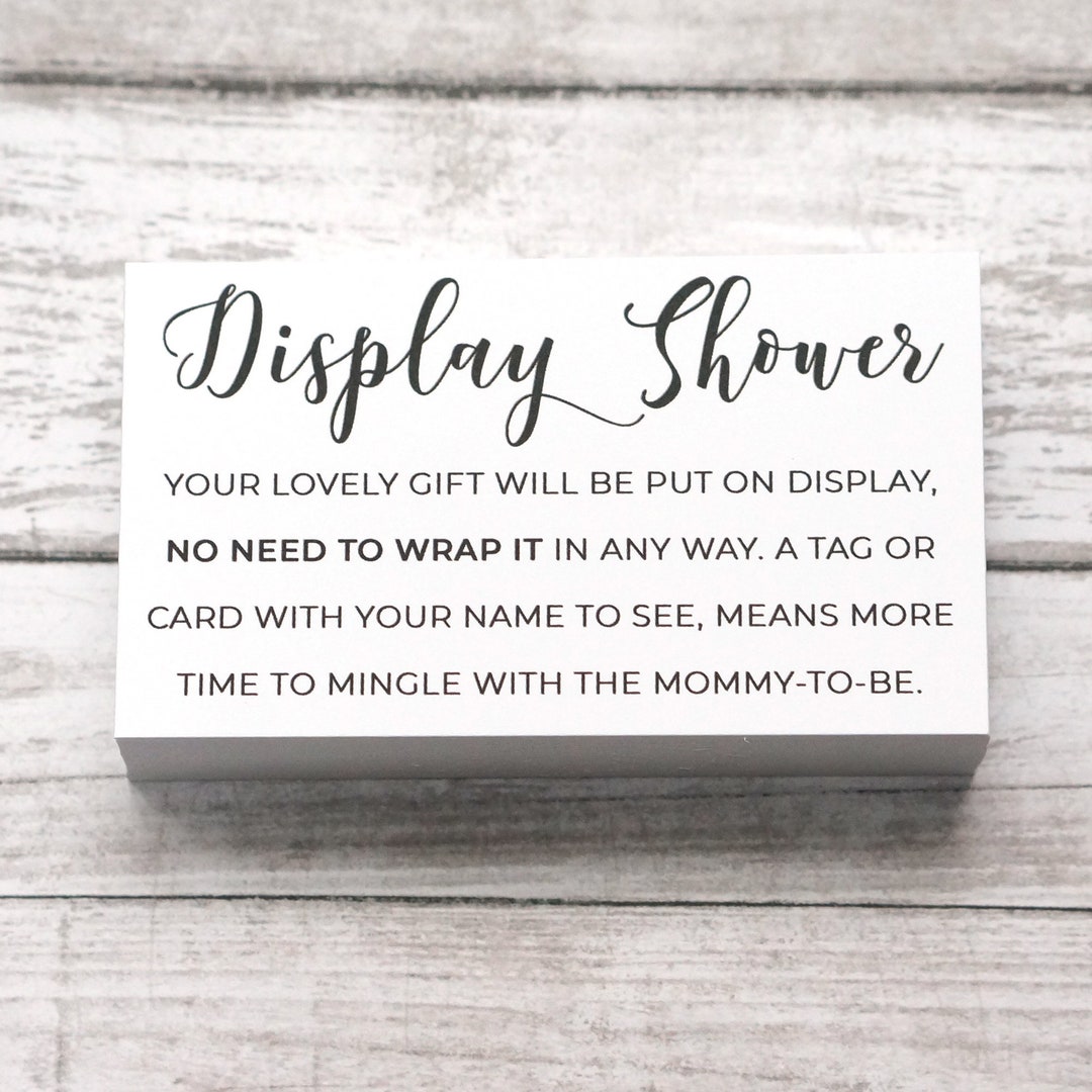Display Shower Card - Request Unwrapped Gift Insert Cards - Baby Shower ...