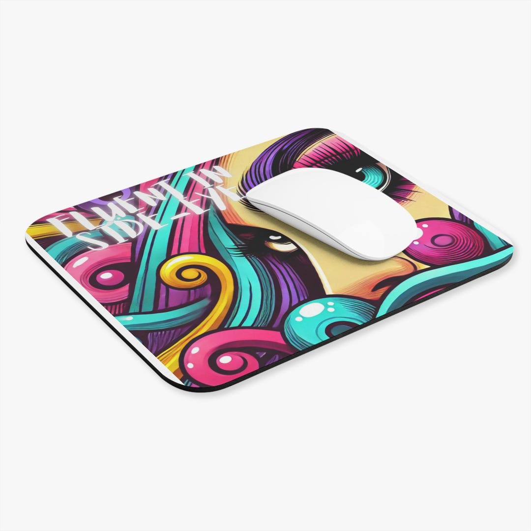 Rectangle Mouse Pad - Fluent in Side-eye - Fun Vibrant Playful Design ...