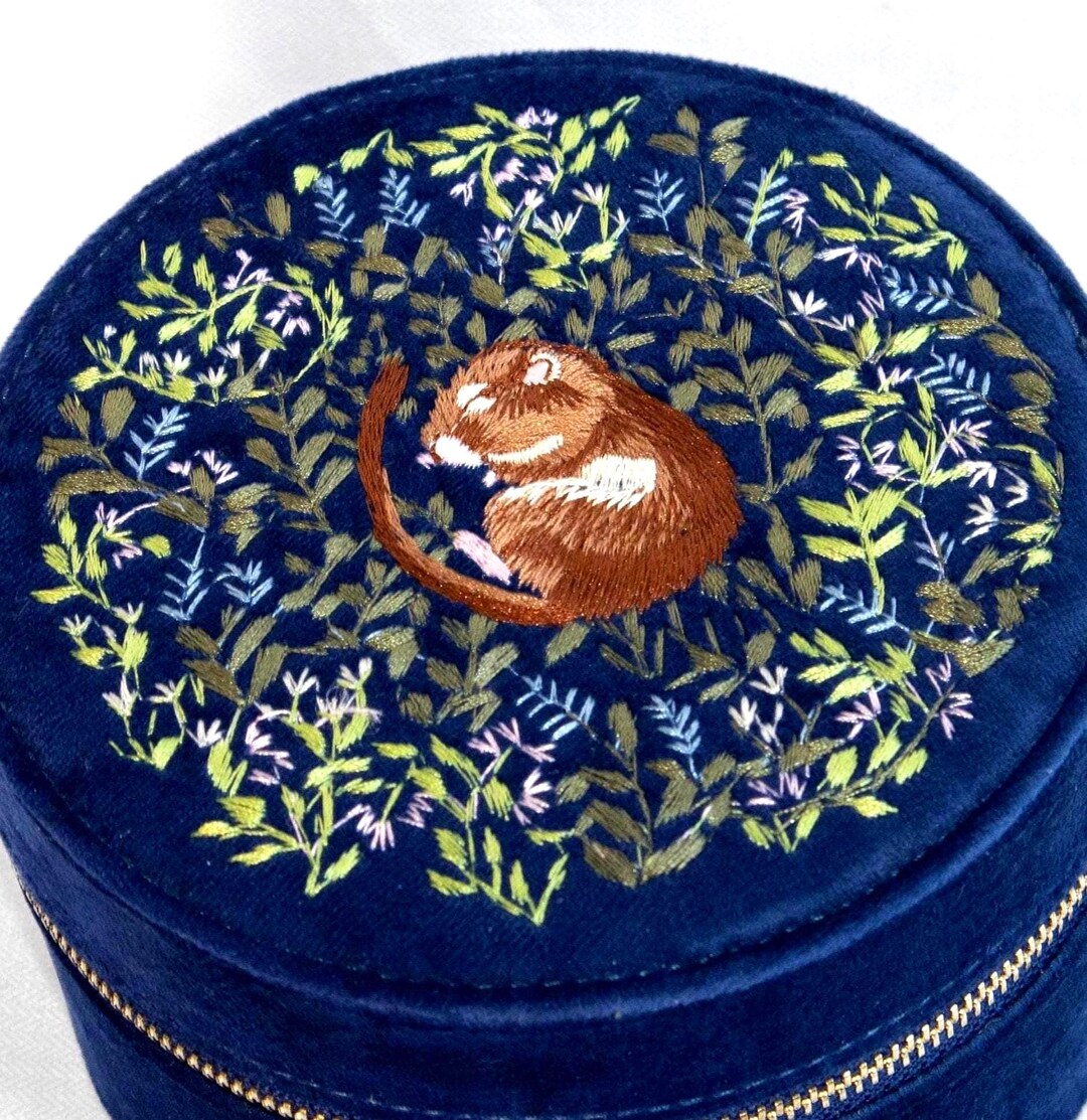 Blue Velvet Hand-embroidered Jewelry Box - Etsy