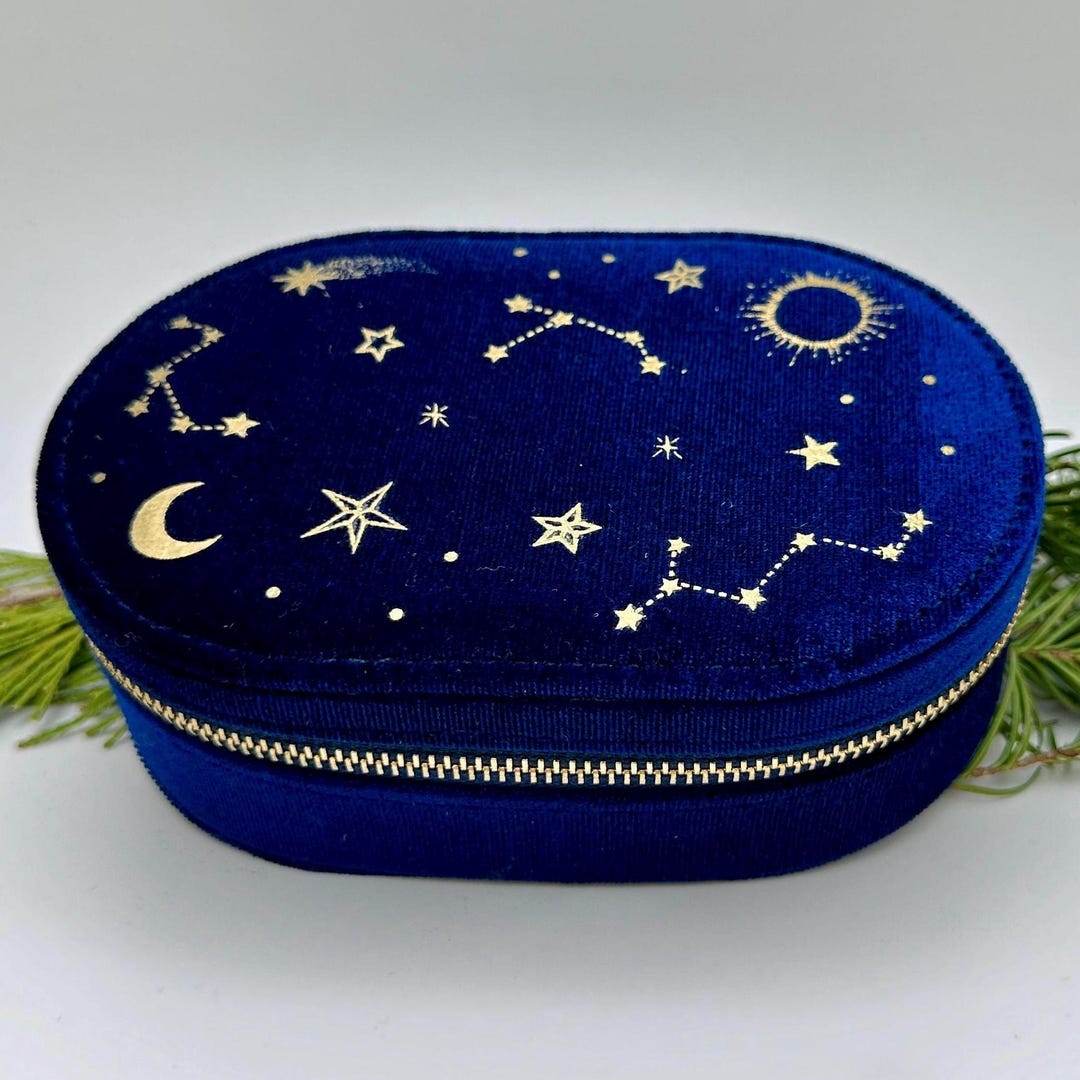 Starry Night Velvet Jewelry Box - Oval - Etsy
