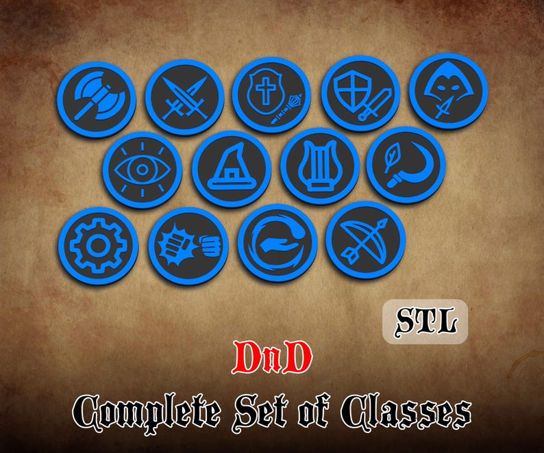 Dnd Complete Universal Class Token Set | Instant Download 3D Printable ...