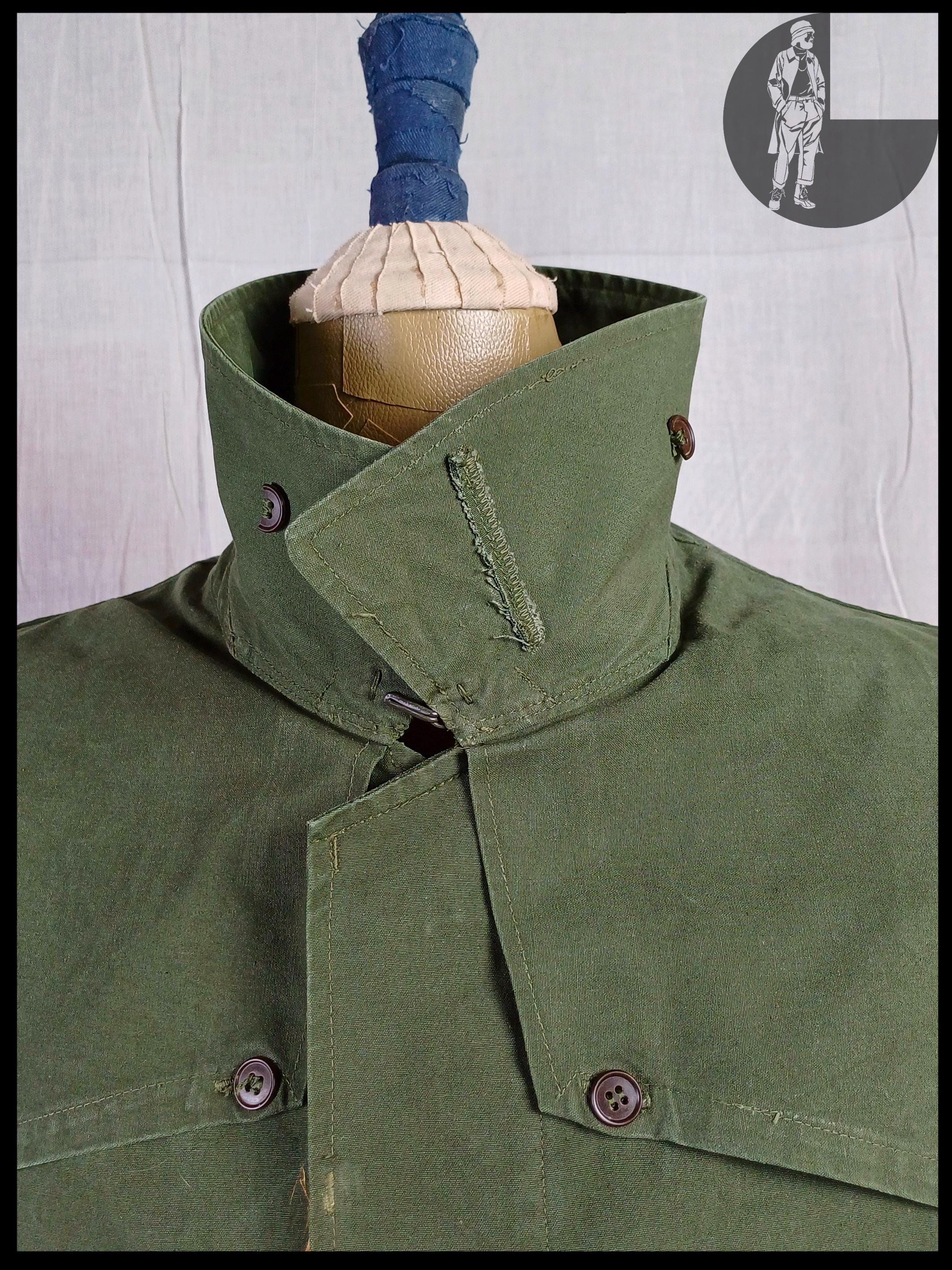 Vintage 1960s French Army Green Canvas Raincoat - Etsy