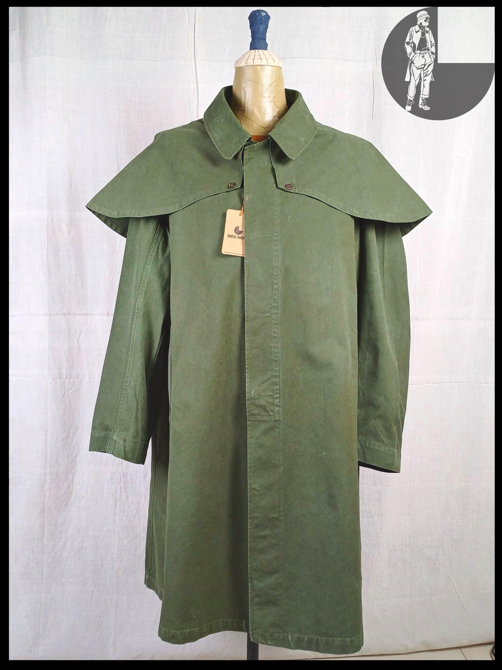 Vintage 1960s French Army Green Canvas Raincoat - Etsy