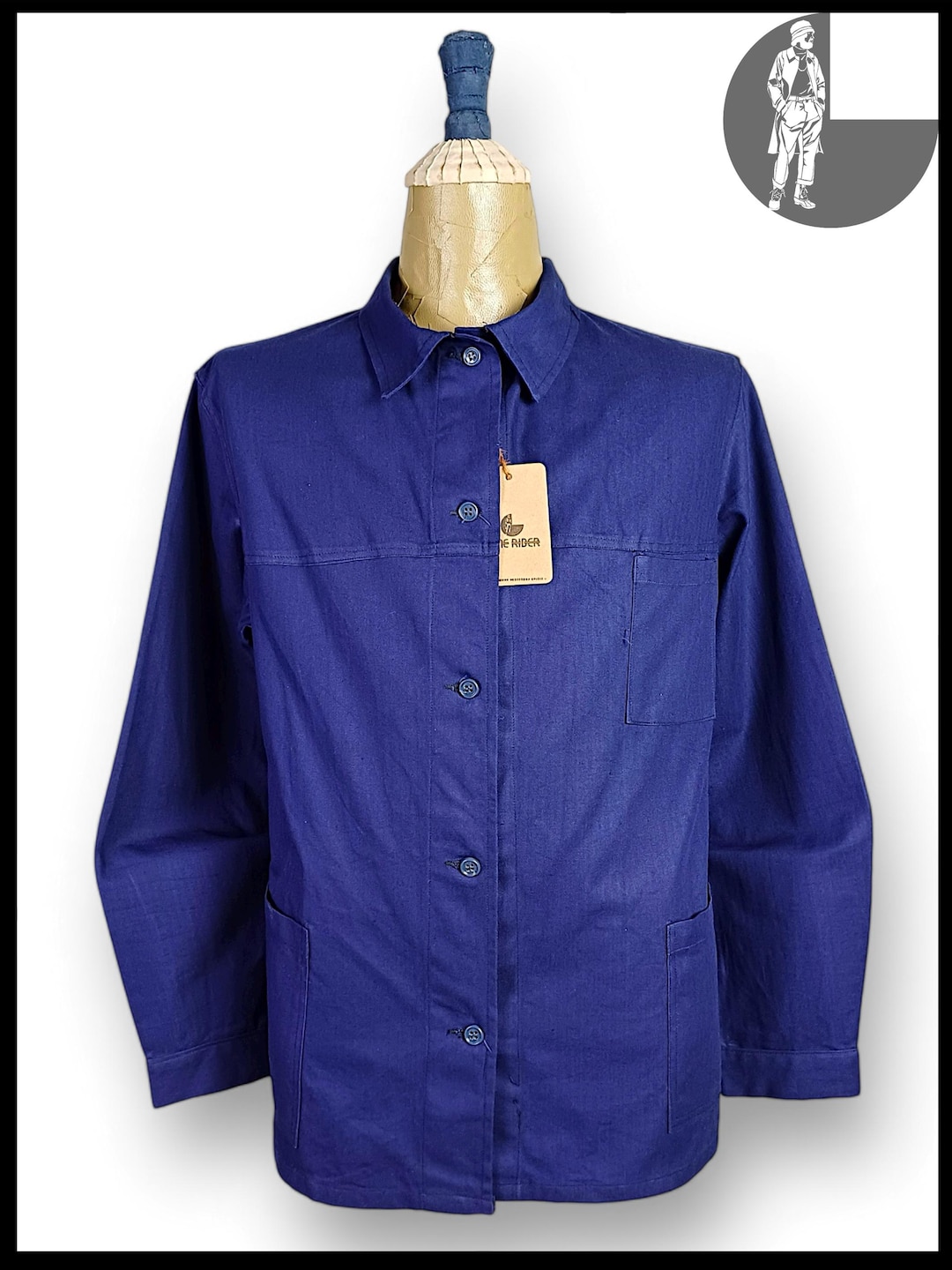 Vintage 1970s-1980s German Workwear HBT Indigo Blue Chore Women Chore ...