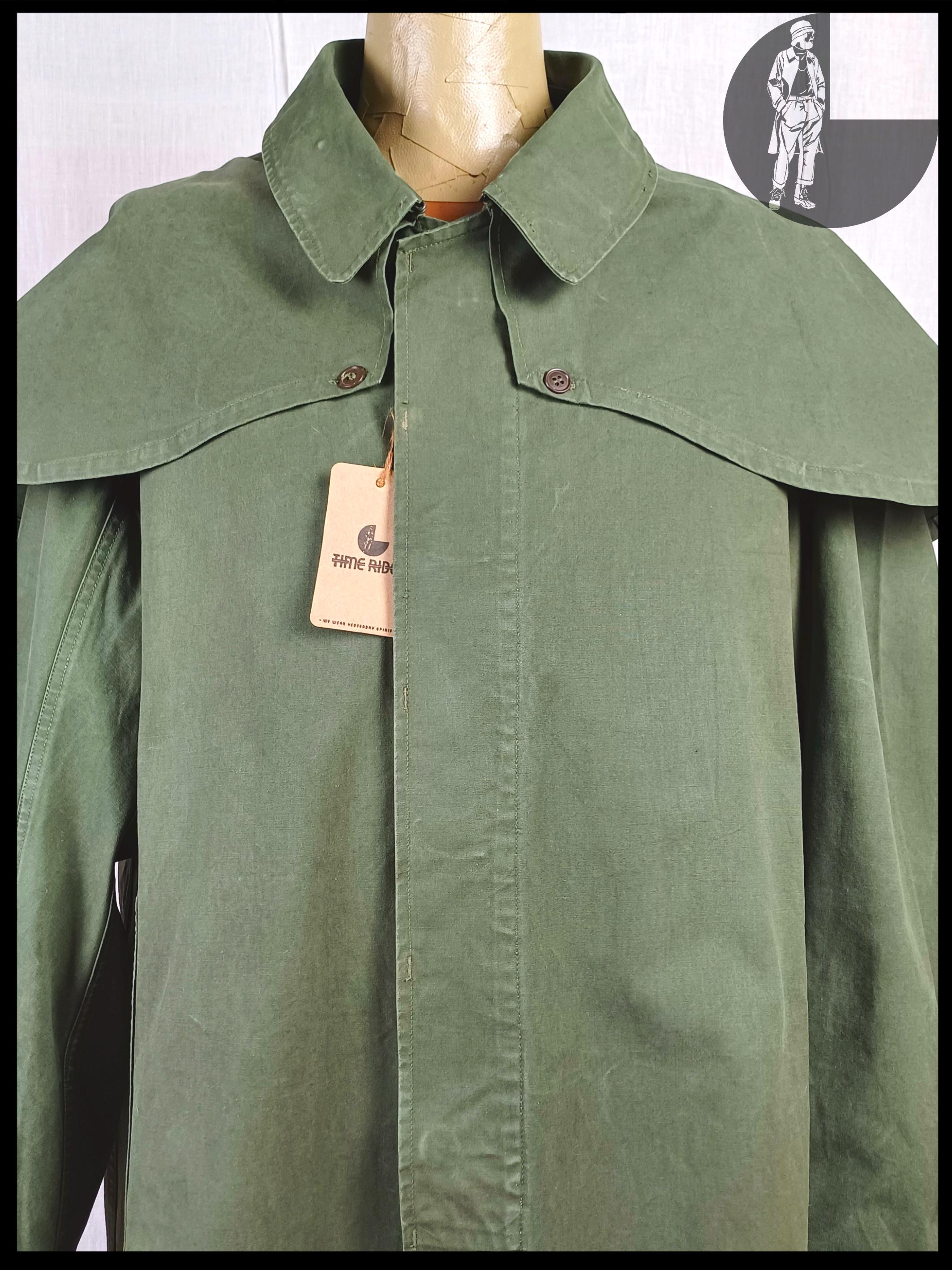 Vintage 1960s French Army Green Canvas Raincoat - Etsy