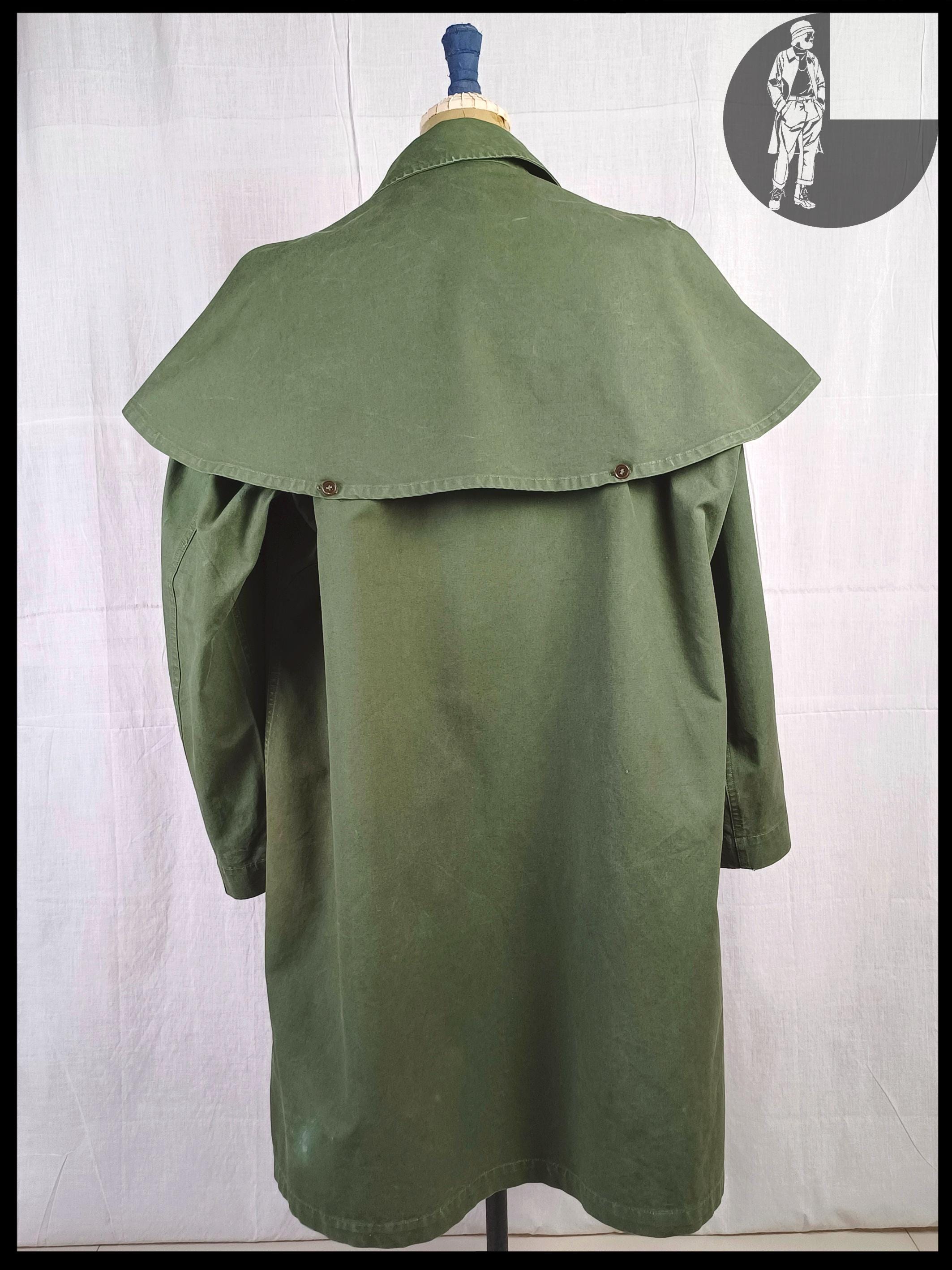 Vintage 1960s French Army Green Canvas Raincoat - Etsy