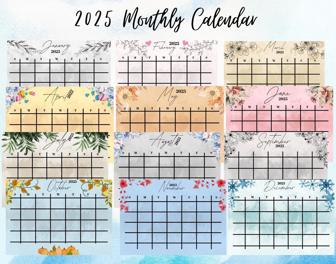 2025 Monthly Digital Calendar - Etsy