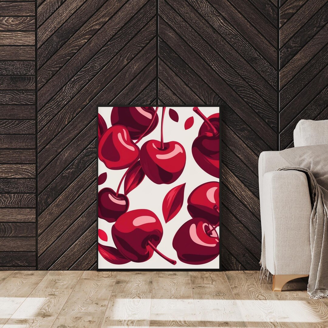 Cherry Poster, Cherry Wall Art, Dark Cherry Poster, Dark Cherry Decor ...