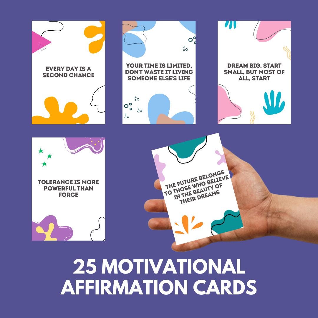 25 Motivational Affirmation Cards,cards With Motivation, Motivation ...
