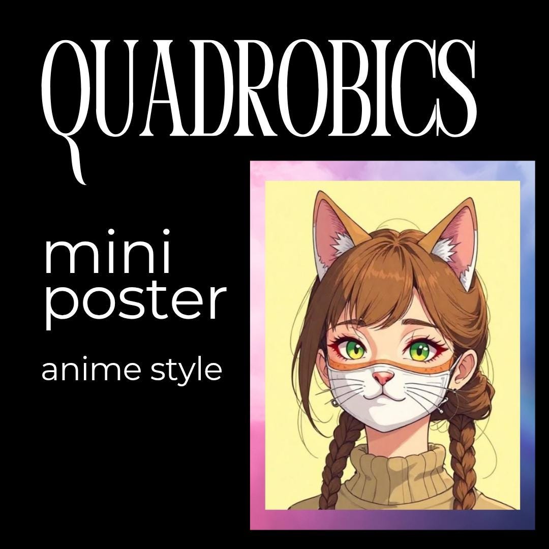 Quadrobic Art Quadrobics Poster Quadrobic Design Girl Cat Face Anime ...