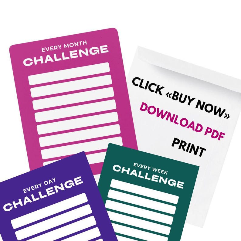 365 Day CHALLENGE CALENDAR Planner Digital Tracker - Etsy