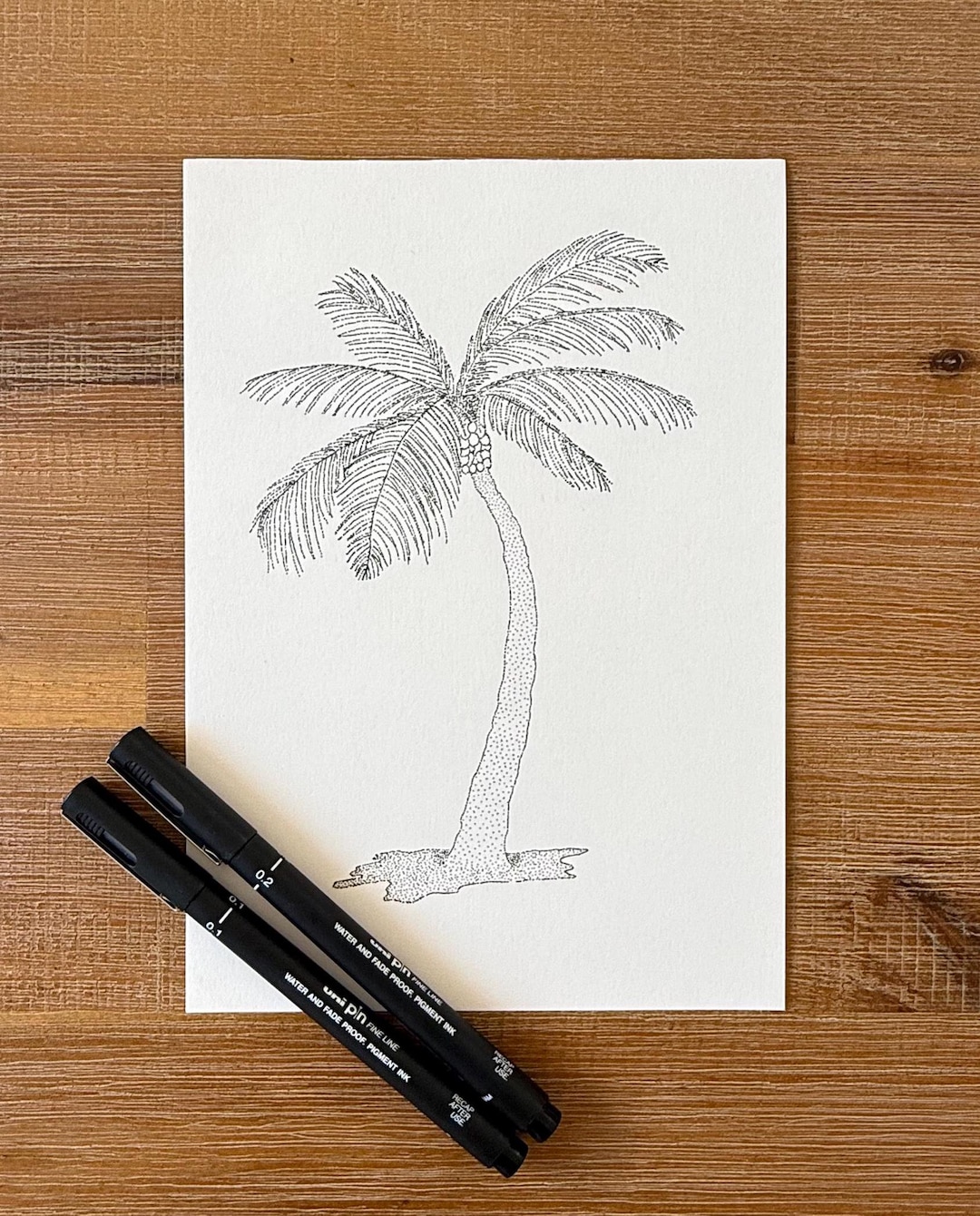 Palm Tree Stipple Art Physical Print - Etsy