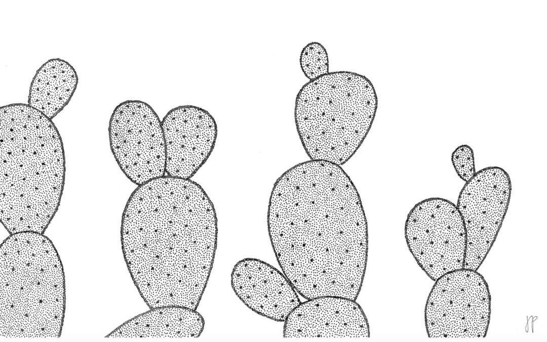 Prickly Pear Cactus Stipple Art Digital Print - Etsy