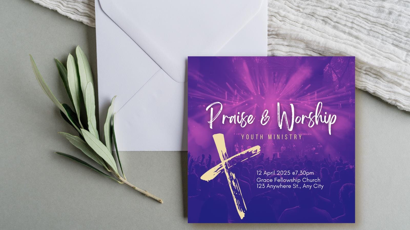 Church 5 X 5 Square Youth Ministry Card, Christian Church Service ...