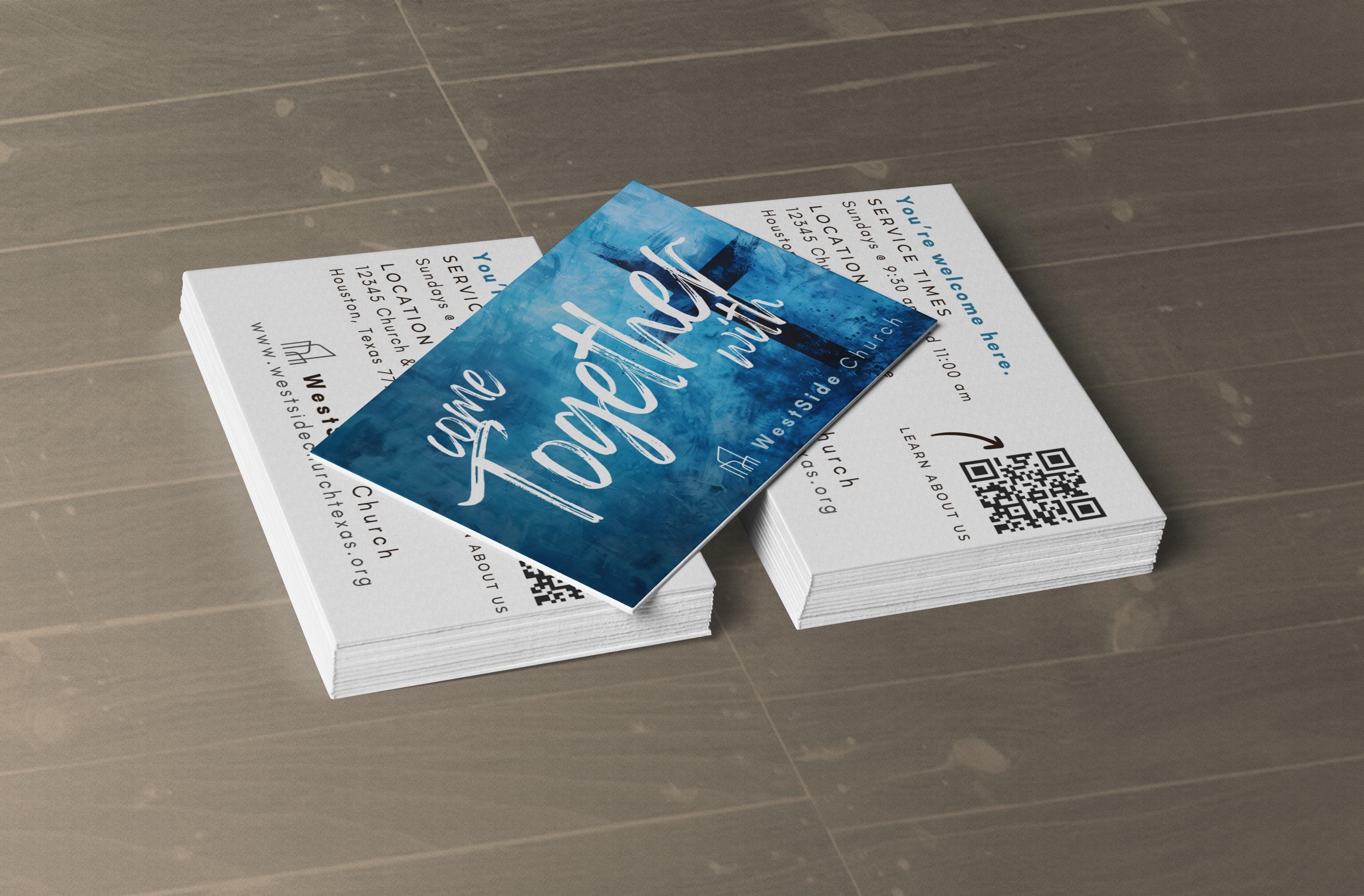 Church 3.5 X 2 Mini Invite Business Card, Church Service Invitation ...