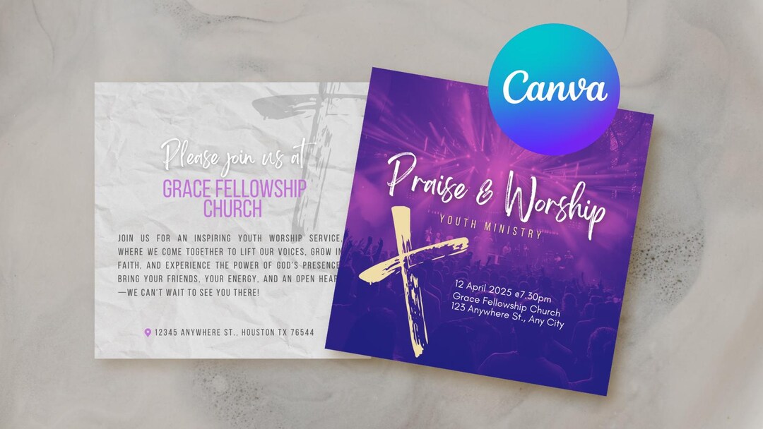 Church 5 X 5 Square Youth Ministry Card, Christian Church Service ...