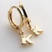 Initial Hoop Earrings, Gold Alphabet Charm on Leverback Hoops, Tiny ...