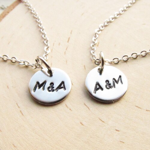 Couples Necklace Set Two Initial Necklaces Initials Jewelry - Etsy