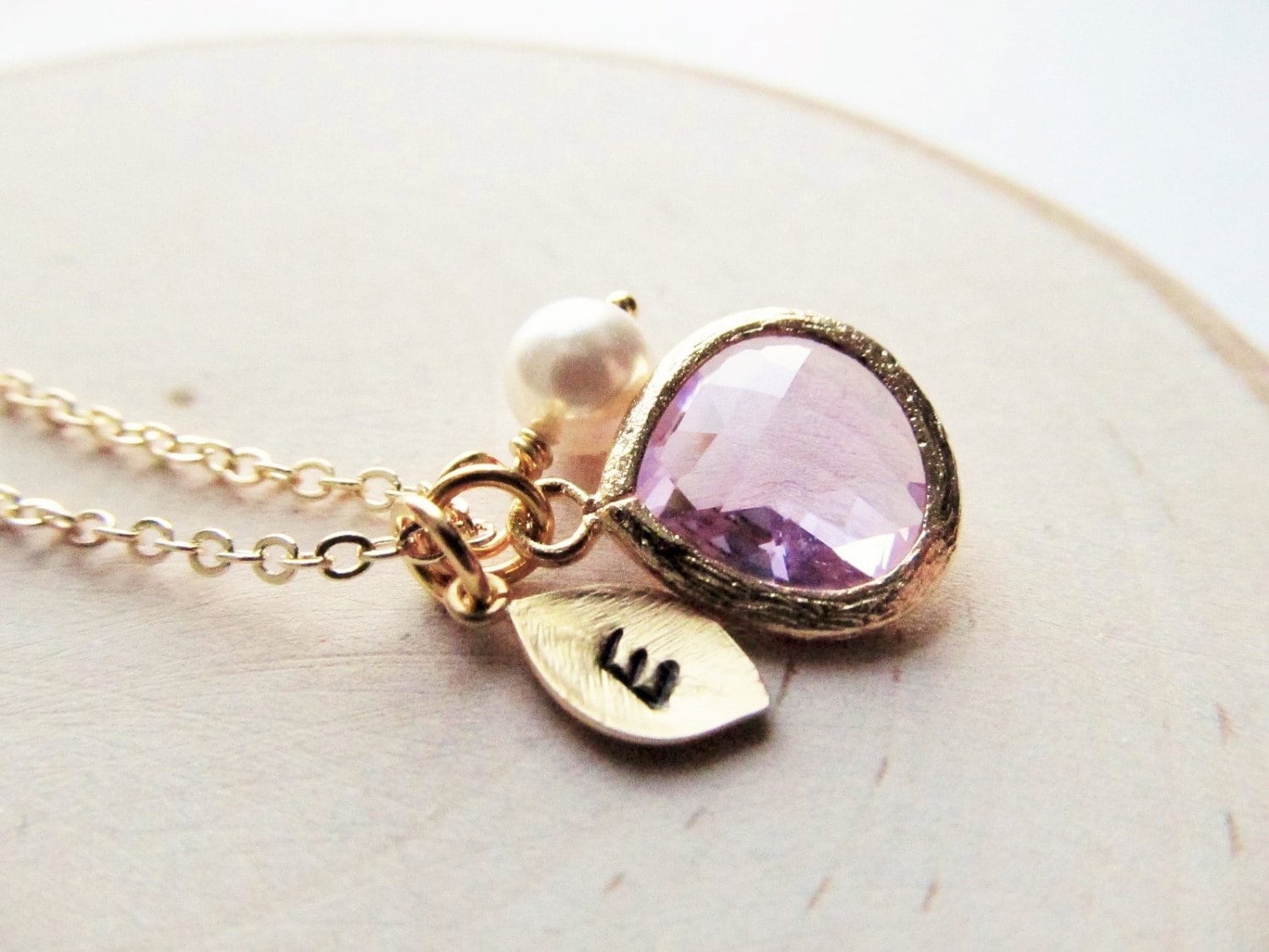 June Birthstone Necklace Gold, Alexandrite Necklace, Gold Initial ...